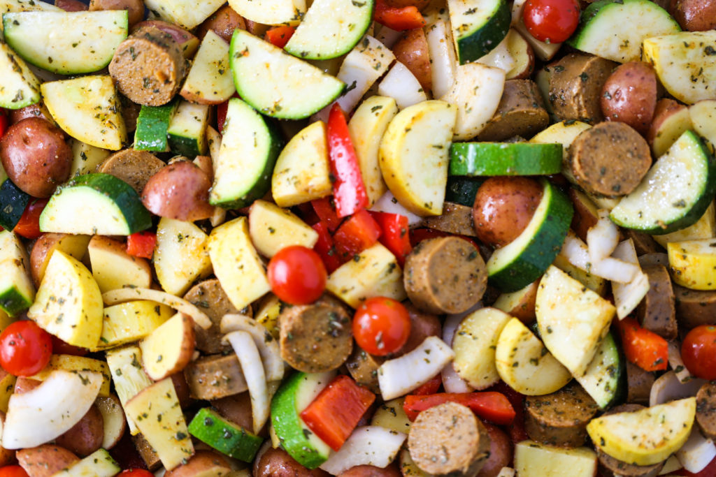 Veggie and "Sausage" Bake - Tabs & Tidbits